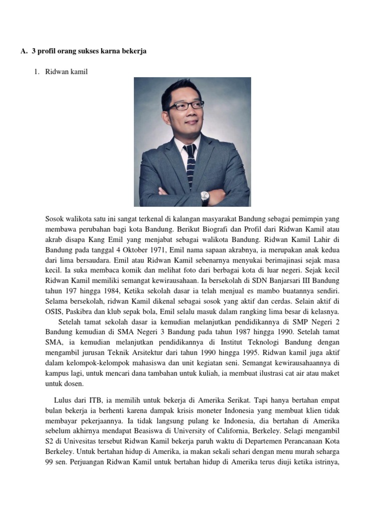 3 Profil Orang Sukses Karna Bekerja | PDF
