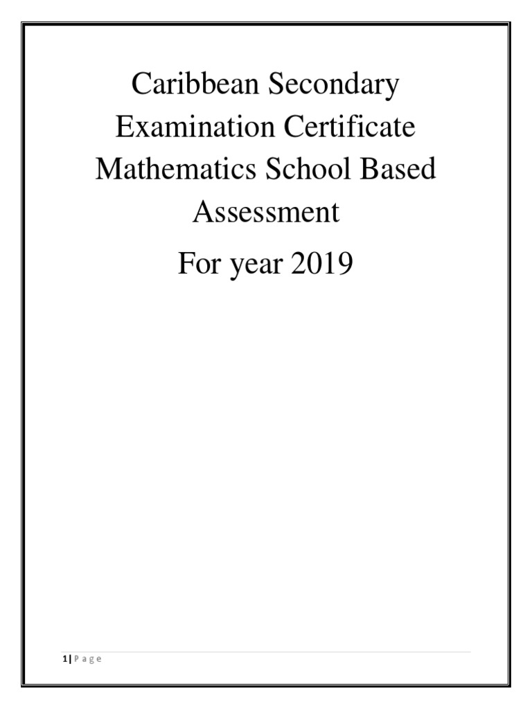 Caribbean Secondary Examination Certificate Mathematics School Based ...