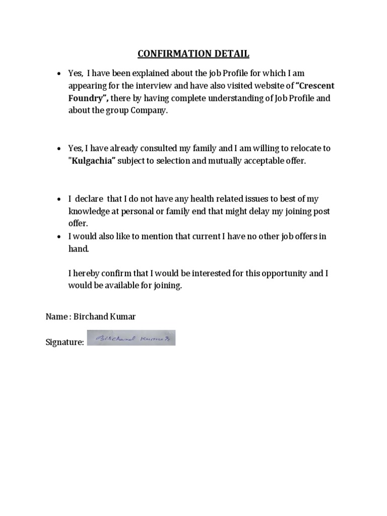 Confirmation Detail | PDF | Career & Growth | Lifestyle