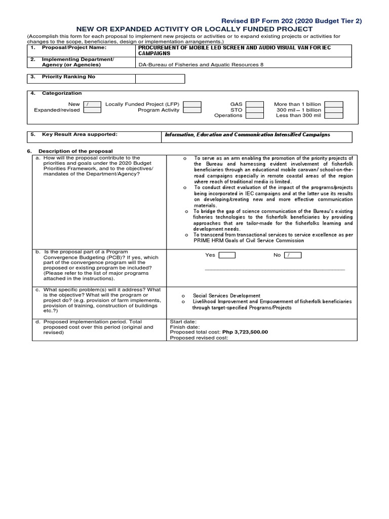 Revised BP Form 202 for 2020 Budget | PDF | Climate Change Mitigation ...