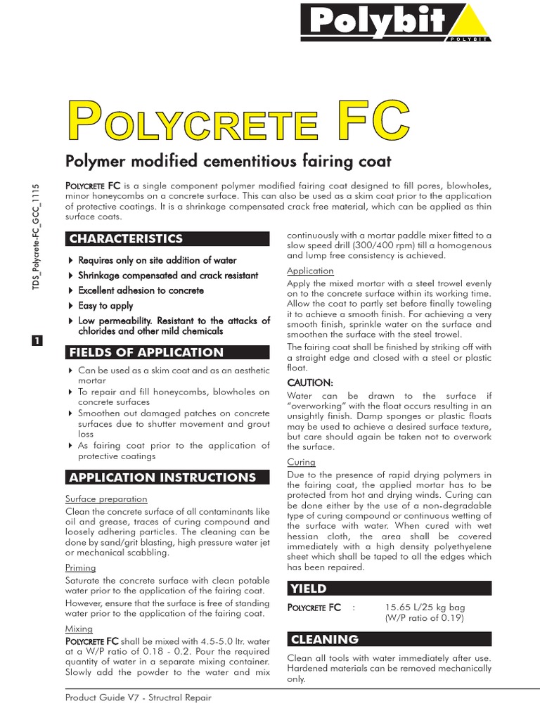 Polycrete FC | PDF | Concrete | Mortar (Masonry)
