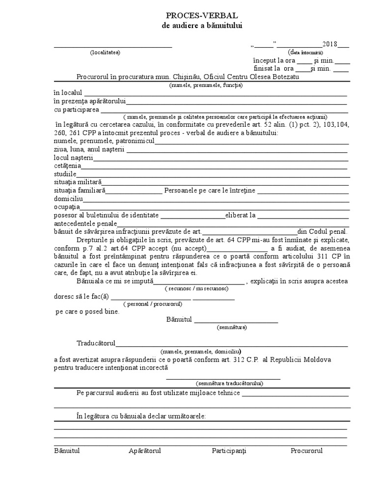 Pr-Verbal de Audiere A Banuitului | PDF