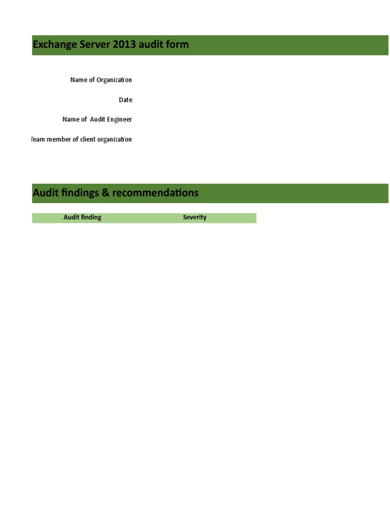 Exchange 2013 Audit Form | PDF | Microsoft Exchange Server | Domain ...