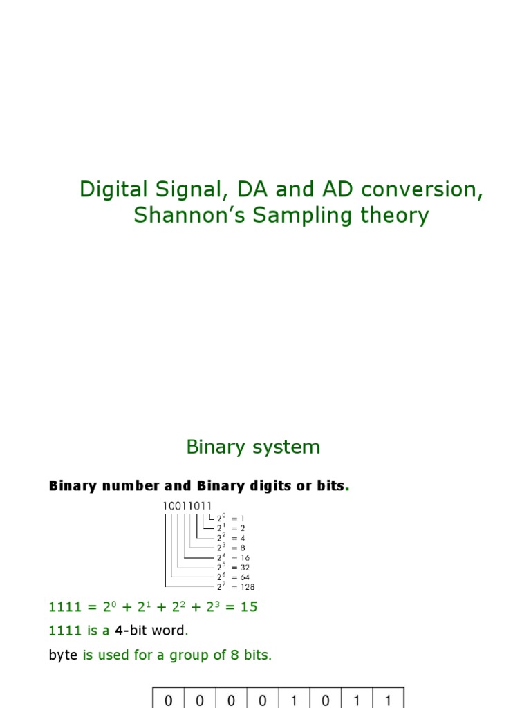 Digital Signal, DA and AD Conversion, Shannon's Sampling Theory | PDF ...