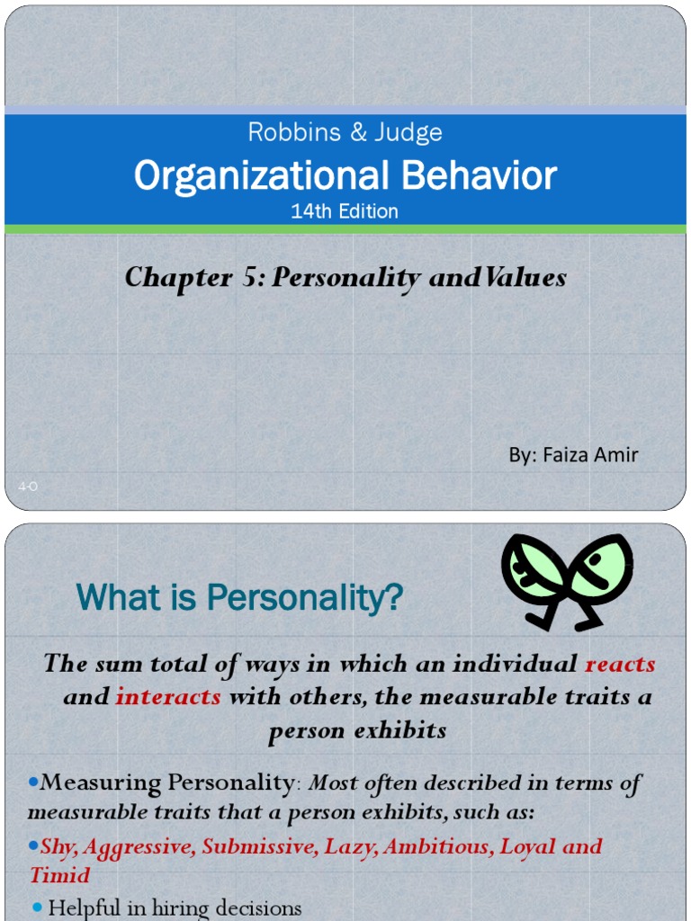 Organizational Behavior: Chapter 5: Personality and Values | PDF ...
