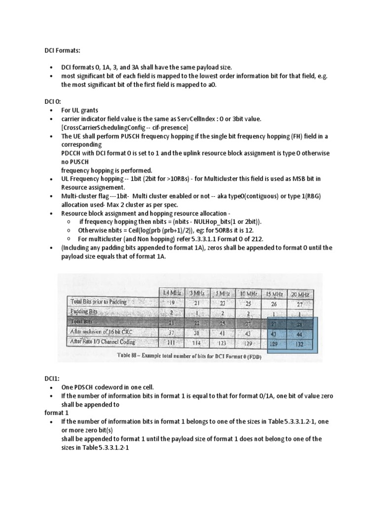 Lte Dci Formats | PDF | Bit | Computer Engineering