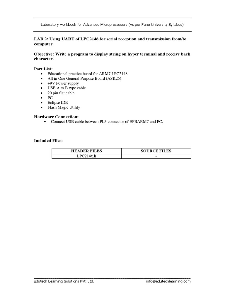 Using UART of LPC2148 For Serial Reception and Transmission From/to ...