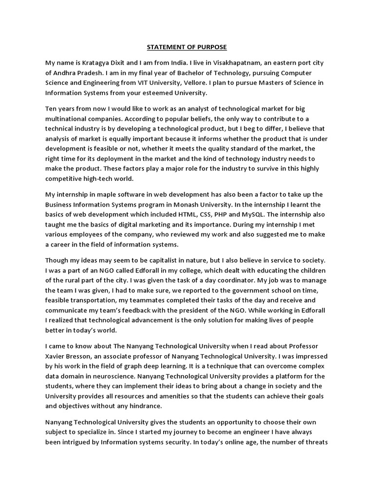 Statement of Purpose-NTU | PDF | Agriculture | Computer Security