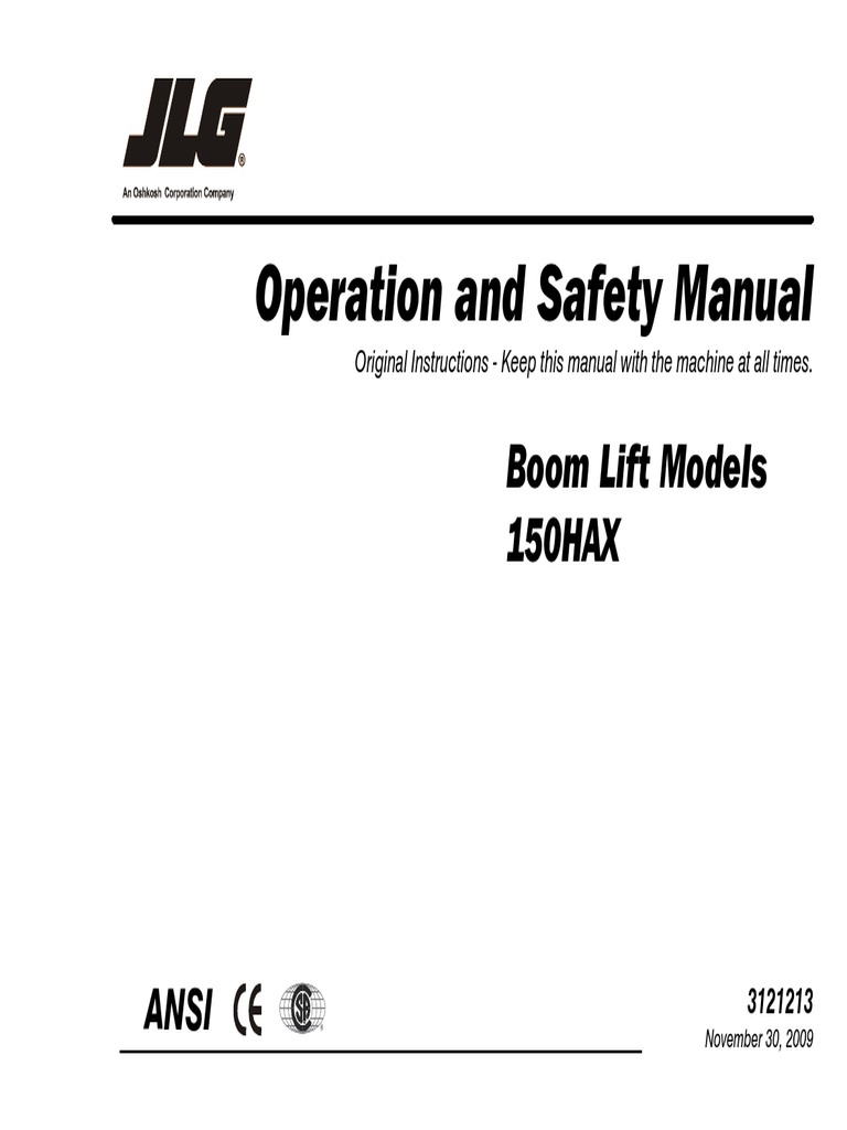 JLG 150HAX Operation PDF | PDF | Volt | Elevator