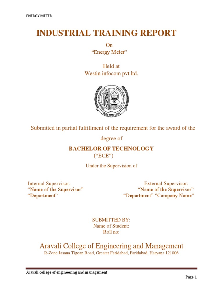 Industrial Training Report: Aravali College of Engineering and ...