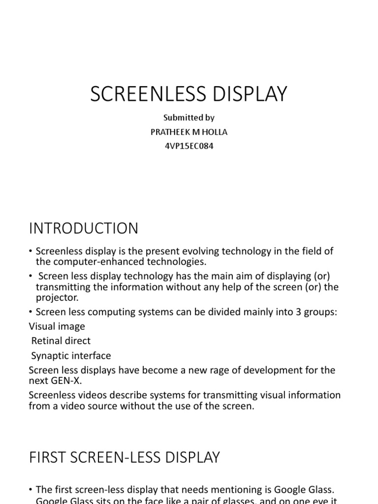 Screenless Display Technology Overview | PDF | Retina | Holography