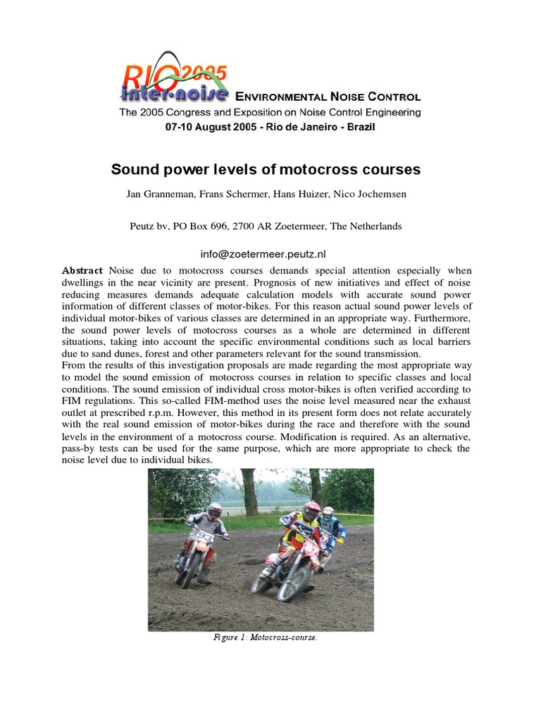Sound Power Levels of Motocross Courses | PDF | Noise | Motorcycle