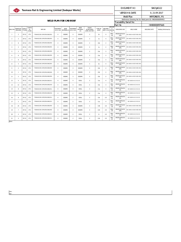 Sample Weld Plan | PDF | Welding | Construction