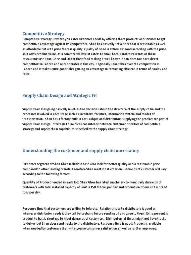 Shan Ghee's Competitive Strategy in Lahore | PDF | Supply Chain ...