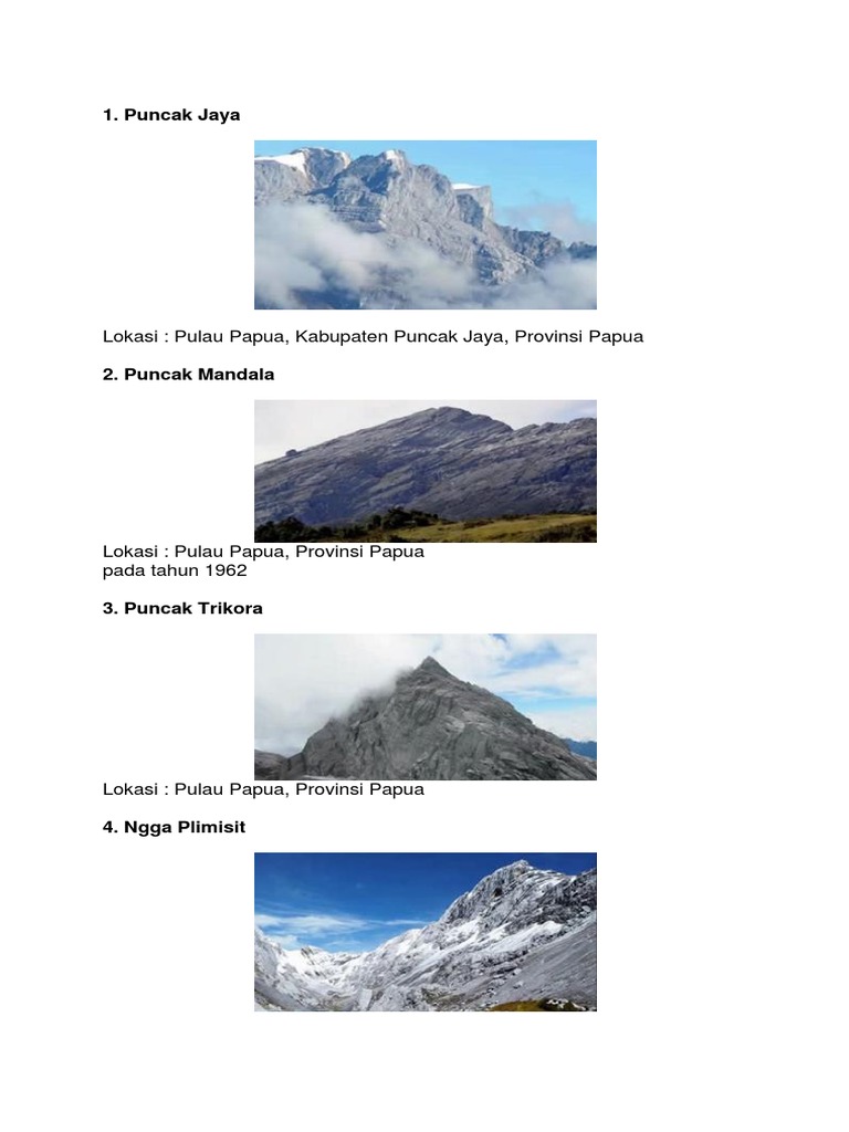 Daftar Nama Gunung di Papua | PDF | Perjalanan | Kesehatan Holistik