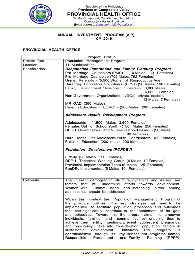 AIP 2018 POPCOM Final | PDF | Family Planning | Parenting