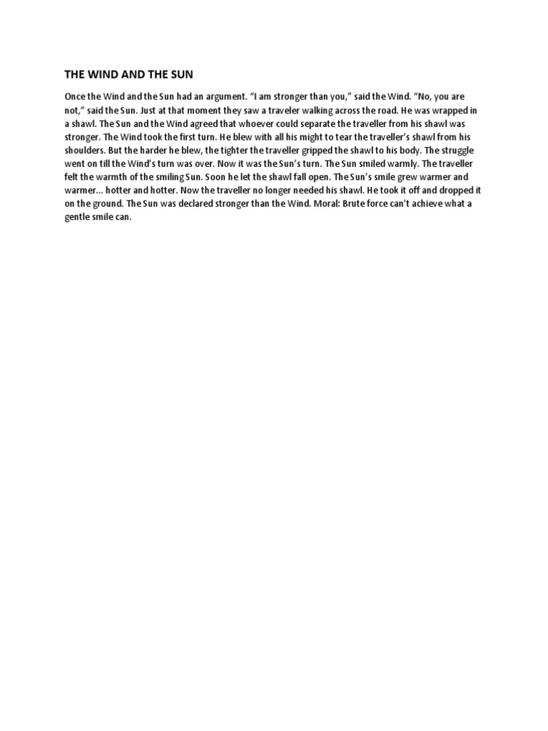 The Wind and the Sun: A Fable of Strength | PDF | Religion & Spirituality
