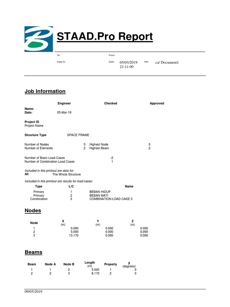 Staad Pro Report Analysis Pdf Beam Structure
