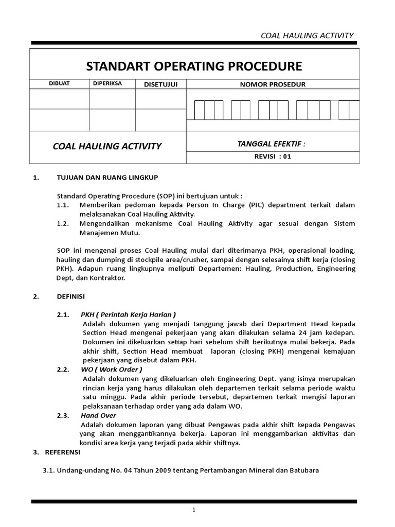 SOP Coal Hauling | PDF
