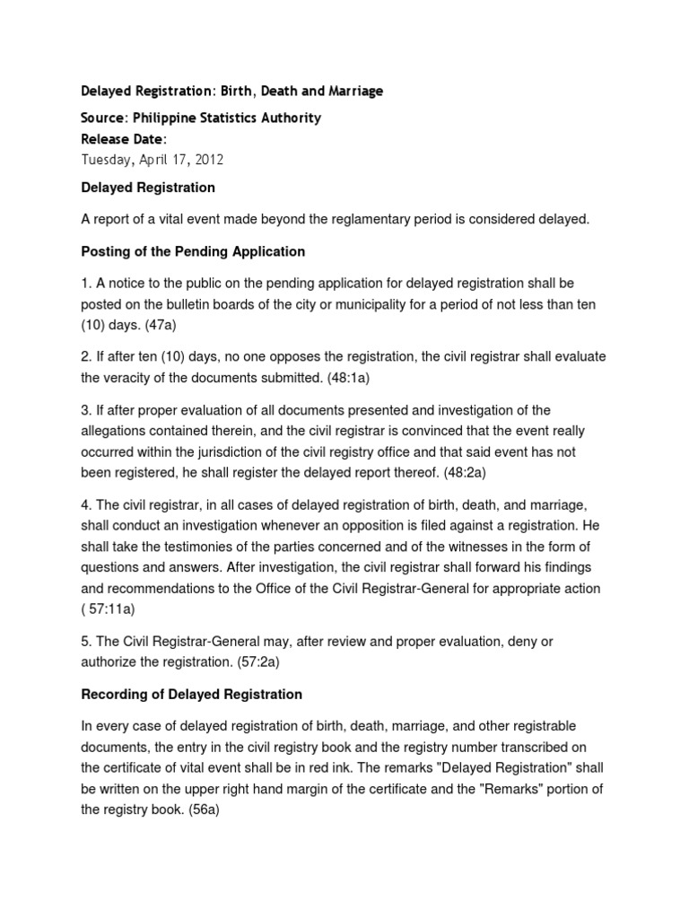 Delayed Registration of Death | PDF | Virtue | Government Information