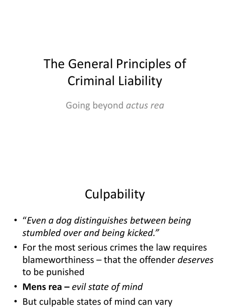 The General Principles of Criminal Liability PPNT | PDF | Mens Rea ...