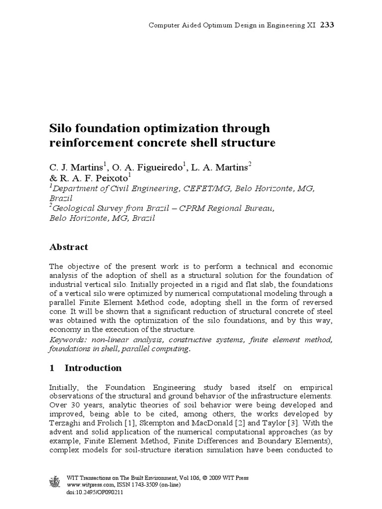 Silo Foundation Optimization Through Reinforcement Concrete Shell ...