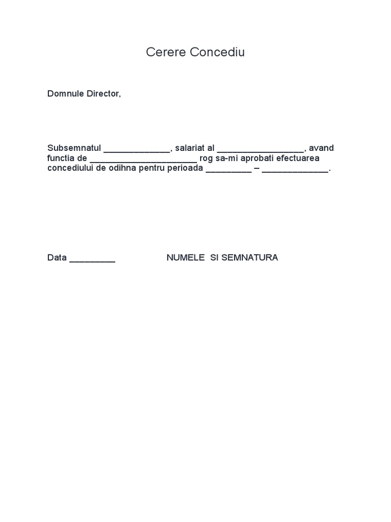 Model Cerere Concediu de Odihna | PDF