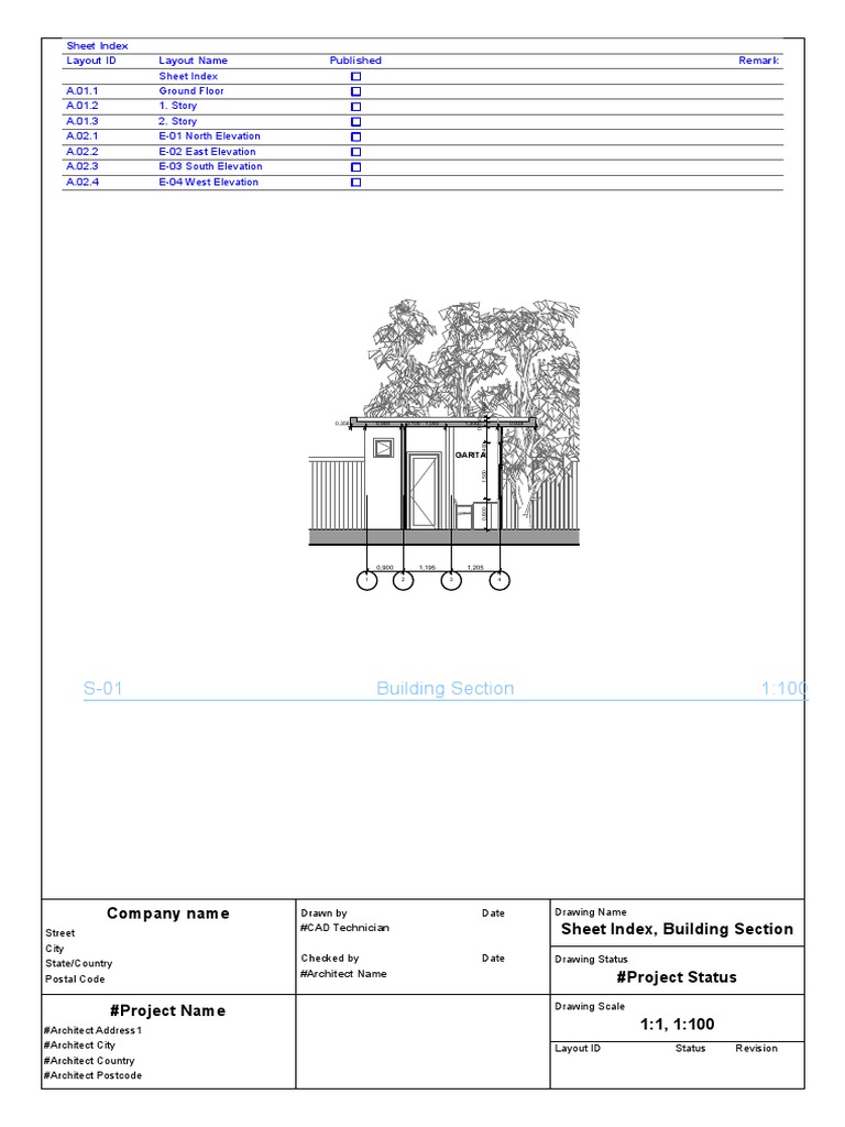 S-01 Building Section 1:100: Sheet Index, Building Section #Project ...