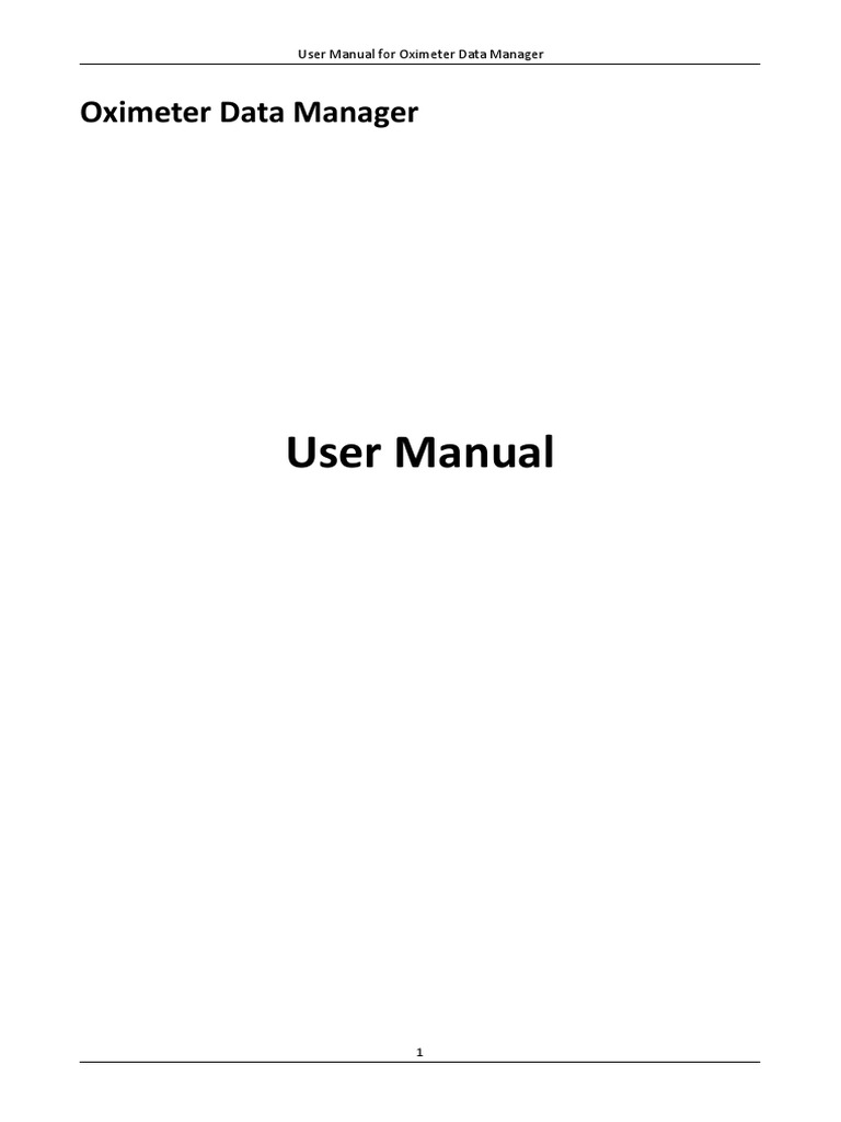 Oximeter Data Manager User Manual (Software V5.4.0.1) - V1.9 | PDF ...