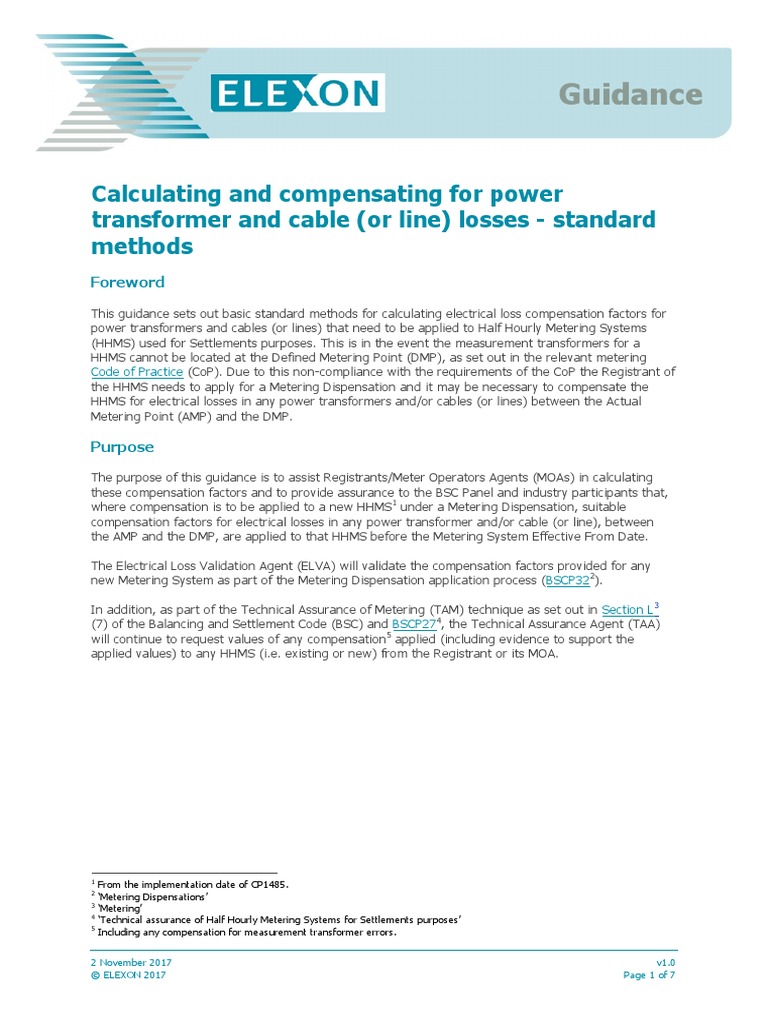 Guidance: Calculating and Compensating For Power Transformer and Cable ...