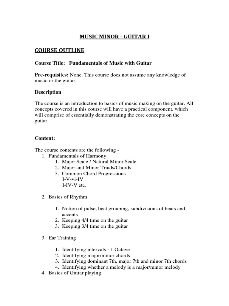 Guitar Fundamentals Course Outline | PDF | Scale (Music) | Chord (Music)
