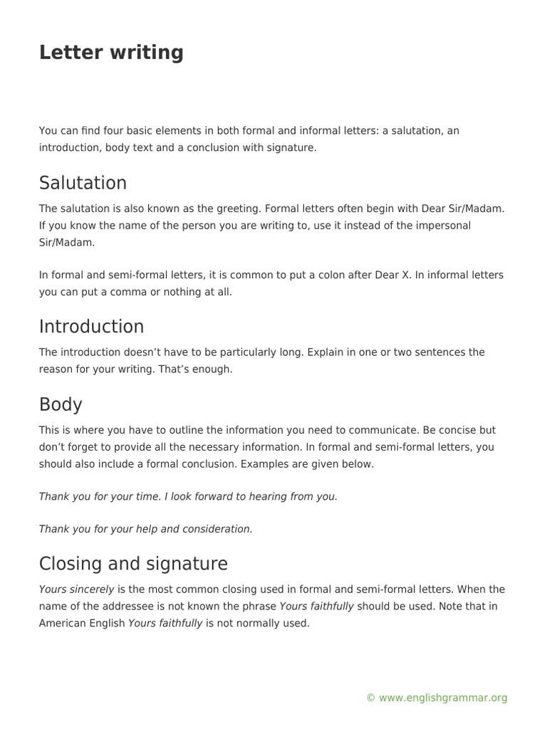 Letter Writing | PDF