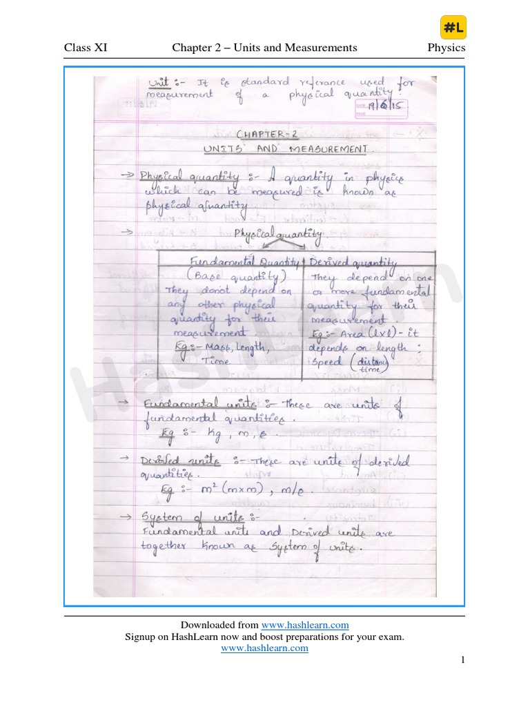 Chapter 2 - Units and Measurements PDF | PDF