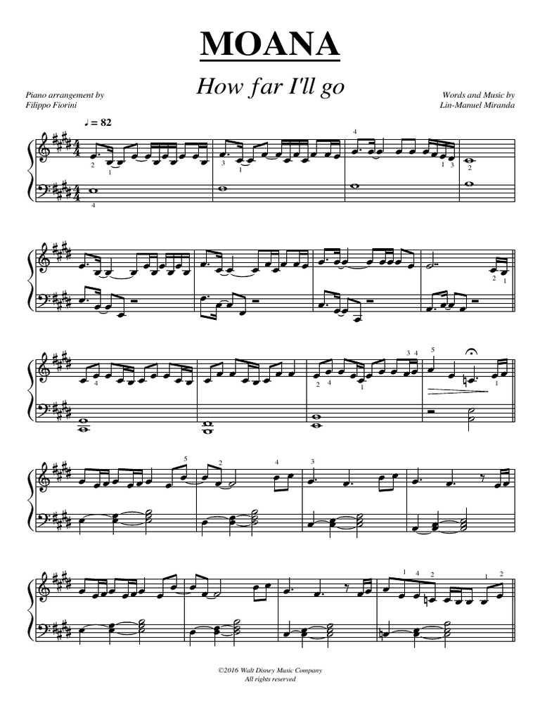 Moana - How Far Ill Go - Easy Piano PDF | PDF