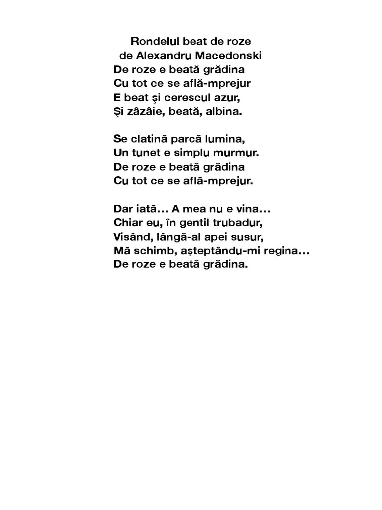 Rondelul Beat de Roze de Alexandru Macedonski | PDF