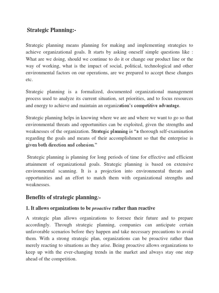 Strategic Planning | PDF | Strategic Management | Strategic Planning