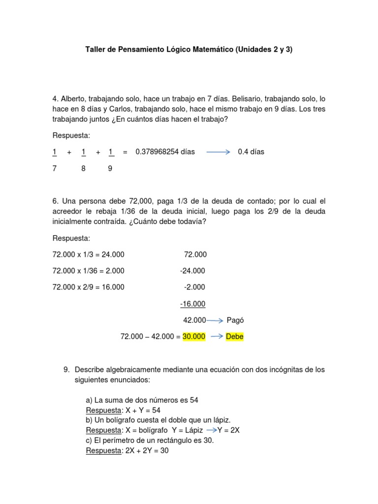 Resolución de problemas matemáticos y lógicos de unidades sobre ...