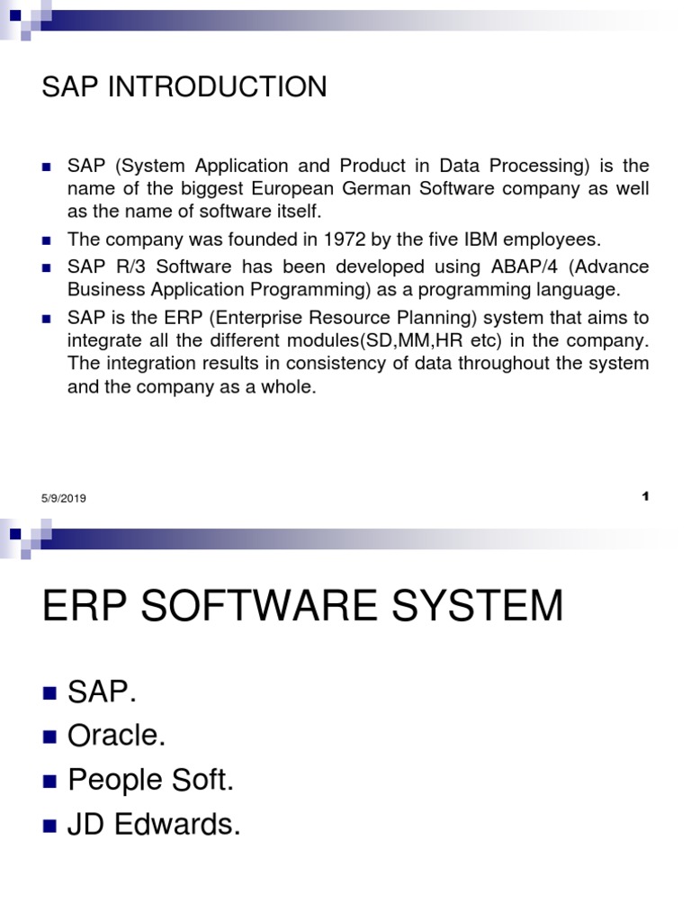 1a - SAP Introduction | PDF | Sap Se | Enterprise Resource Planning