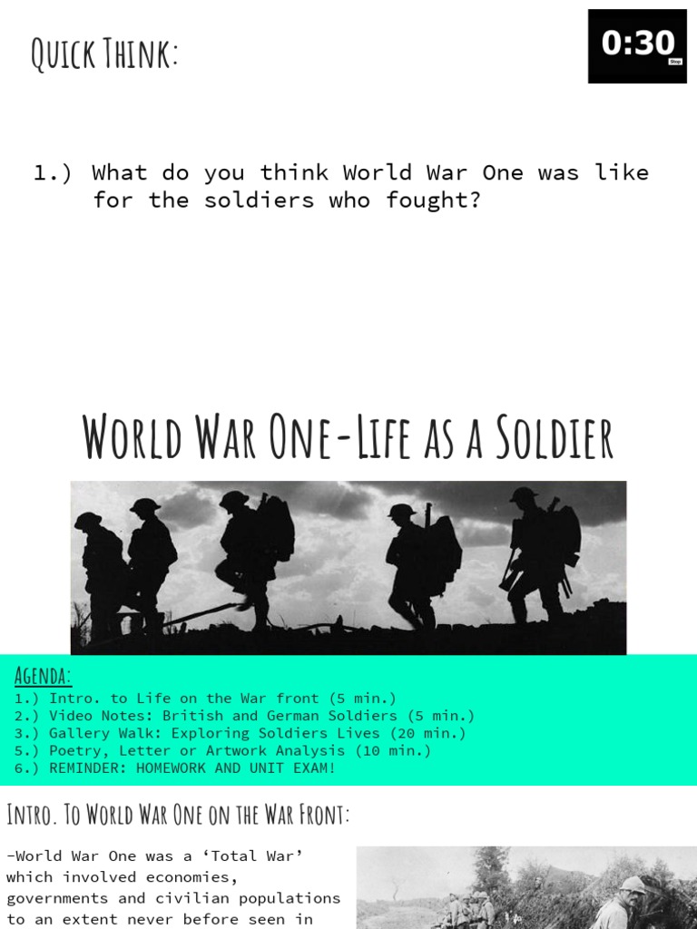 World War One-Life As A Soldier Gallery Walk | PDF | Unrest | Armed ...