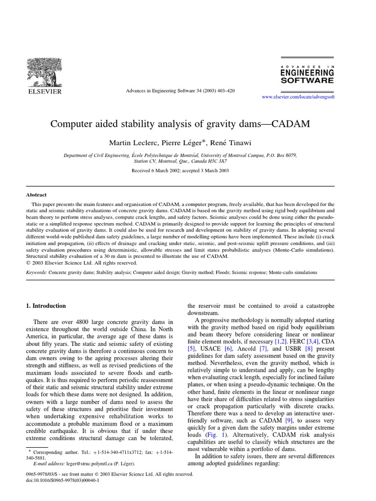 Computer Aided Stability Analysis of Gravity dams-CADAM: Martin Leclerc ...