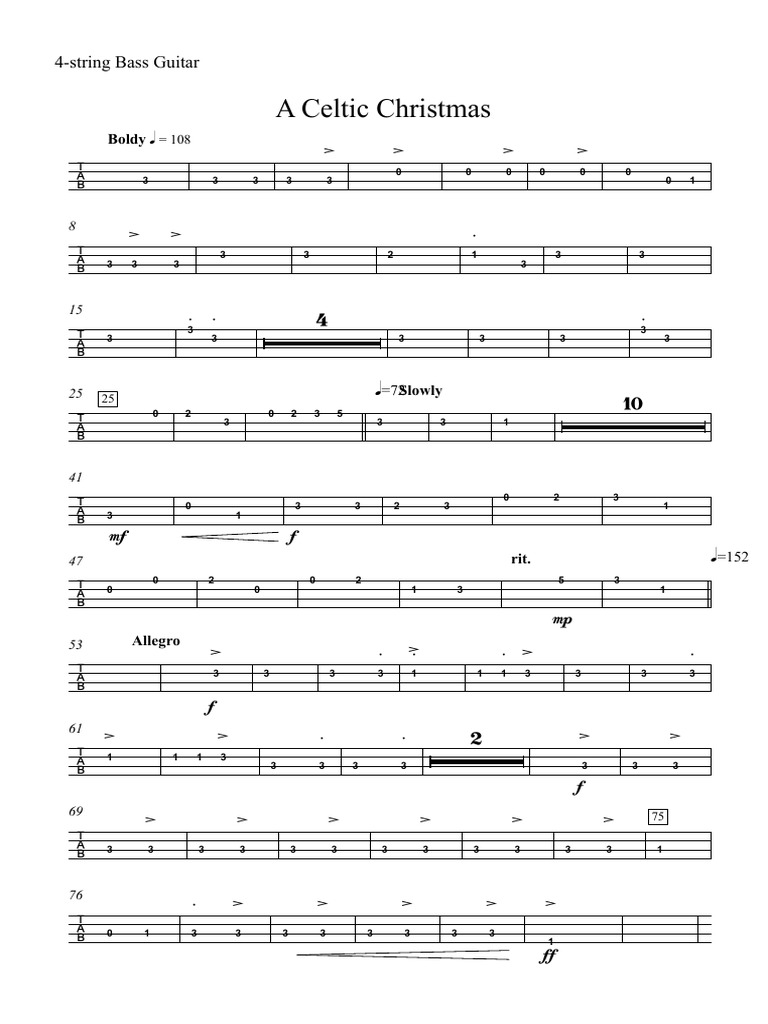 Celtic Christmas Bass Arrangement | PDF | Leisure