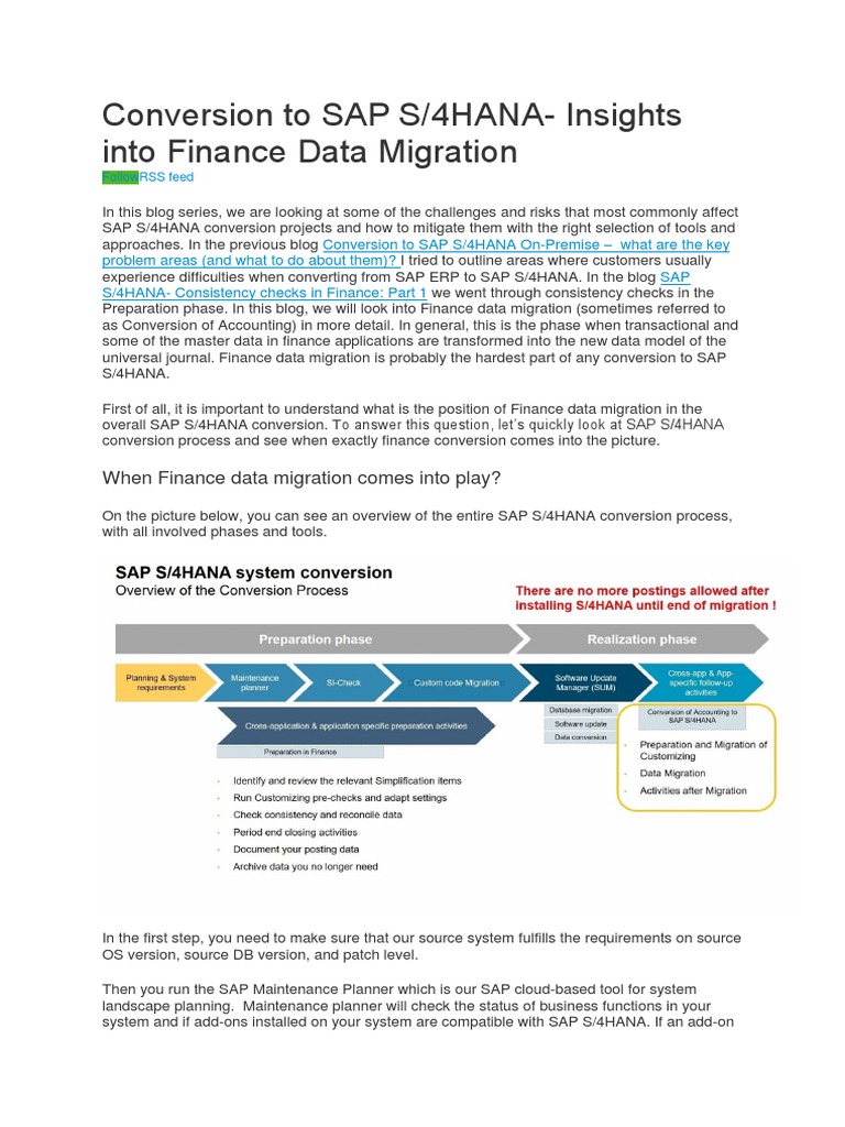 Conversion To SAP S/4HANA-Insights Into Finance Data Migration | PDF ...