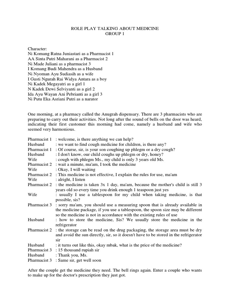 Role Play English | PDF | Pharmacy | Prescription Drugs