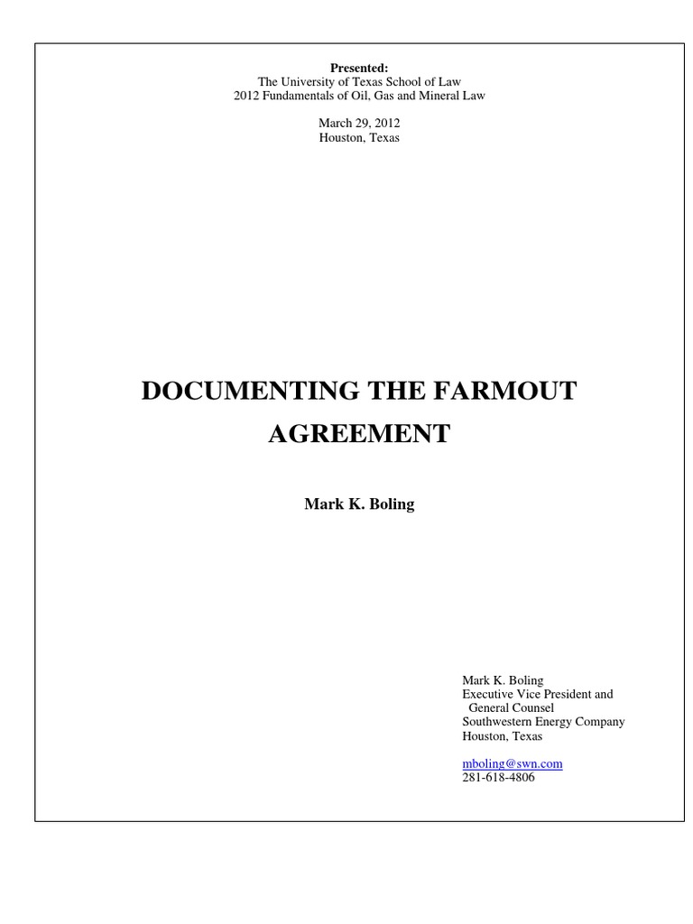 Documenting Farmout Agreement | PDF | Partnership | Ownership