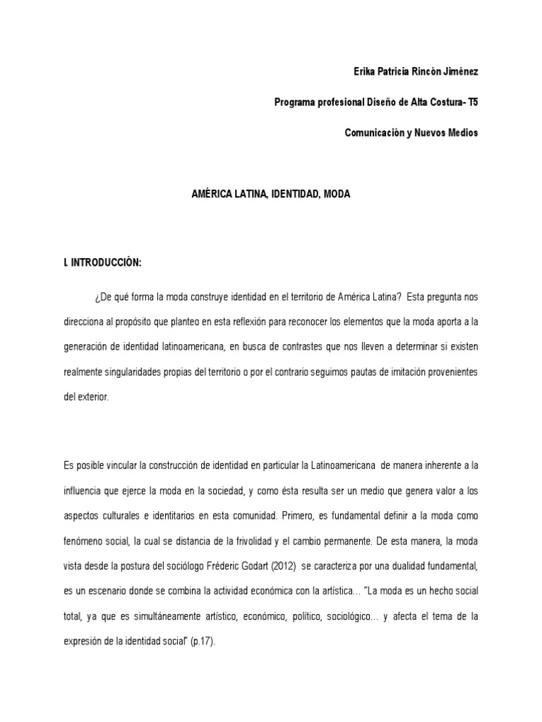 Latino-América, Identidad y Moda | PDF | Moda | Sociedad
