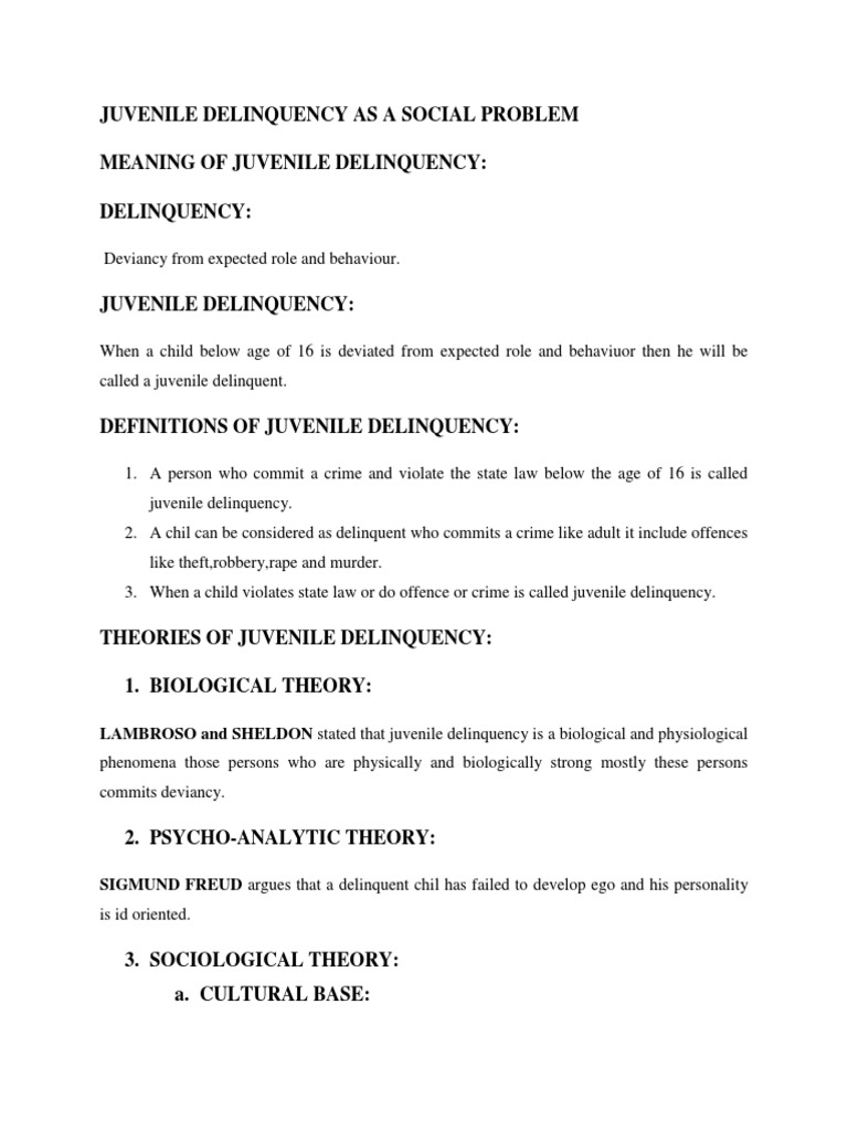 Juvenile Delinquency As A Social Problem | PDF | Juvenile Delinquency ...