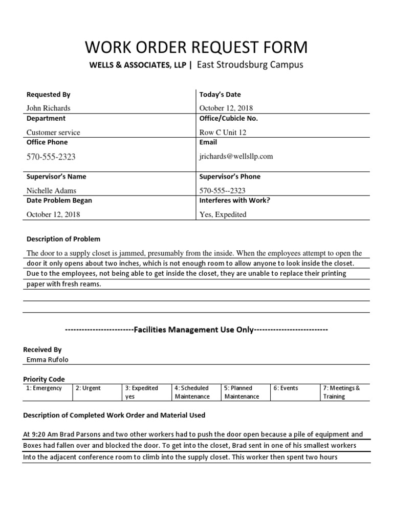 Facilities Work Order 3 | PDF | Business