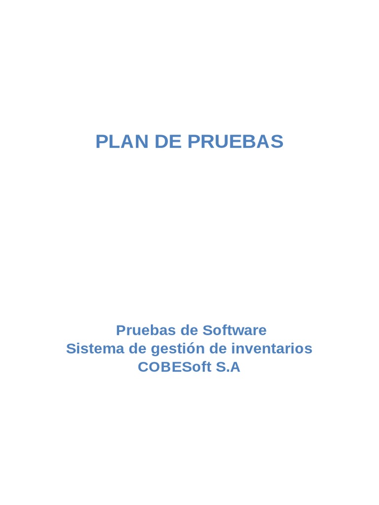 Plantilla Plan de Pruebas | PDF | Pruebas de software | Software