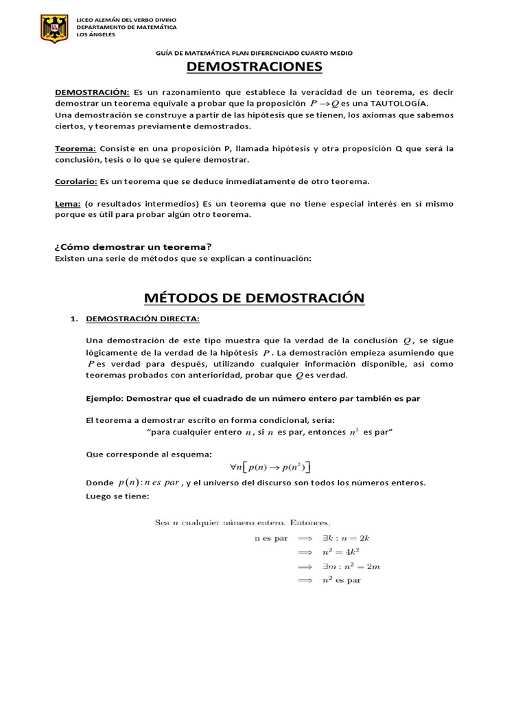 Métodos de Demostración Matemática | PDF | Prueba matemática | Teorema