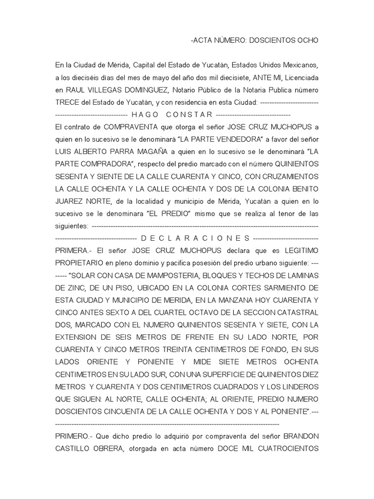 Testimonio Notarial Escritura Obra | PDF | Instituciones sociales ...